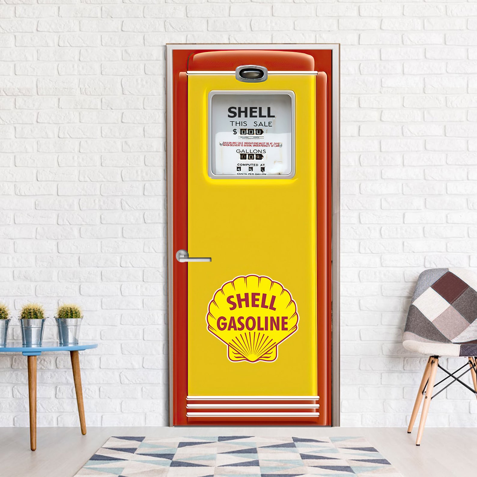 Shell Oil Gas Pump Sticker Decorative Door Mural Self Adhesive - Etsy