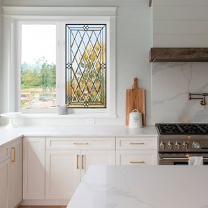 Beveled Rhombus Stained Glass Window Film, COLORFUL Vinyl Film, Peel ...