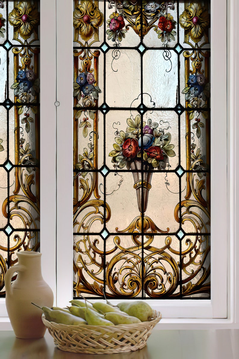 Medieval Stained Glass Window Film Antique Stain Glass Self - Etsy