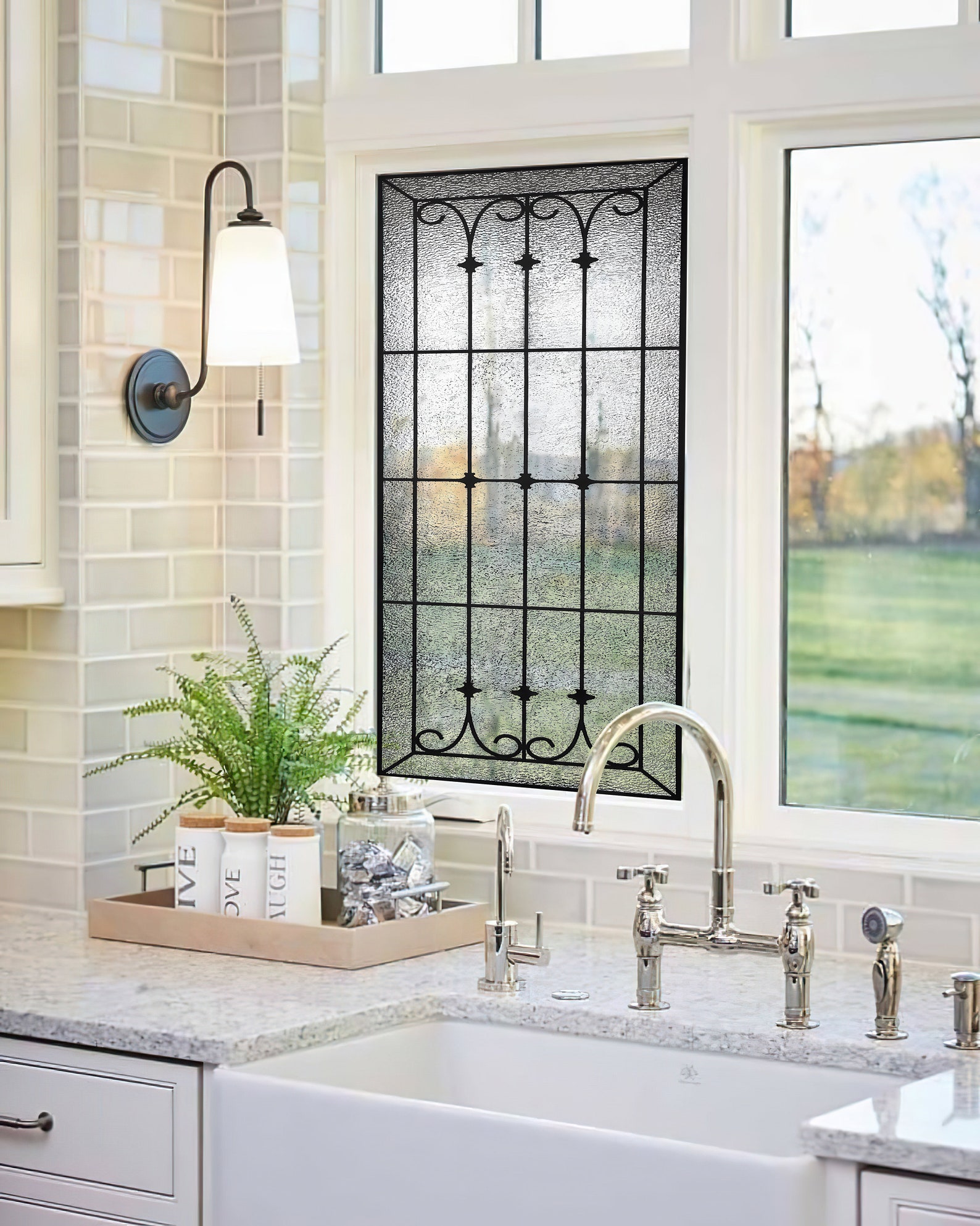 Decorative Stained Glass Window Film, CLEAR GLASS, Privacy Beveled ...