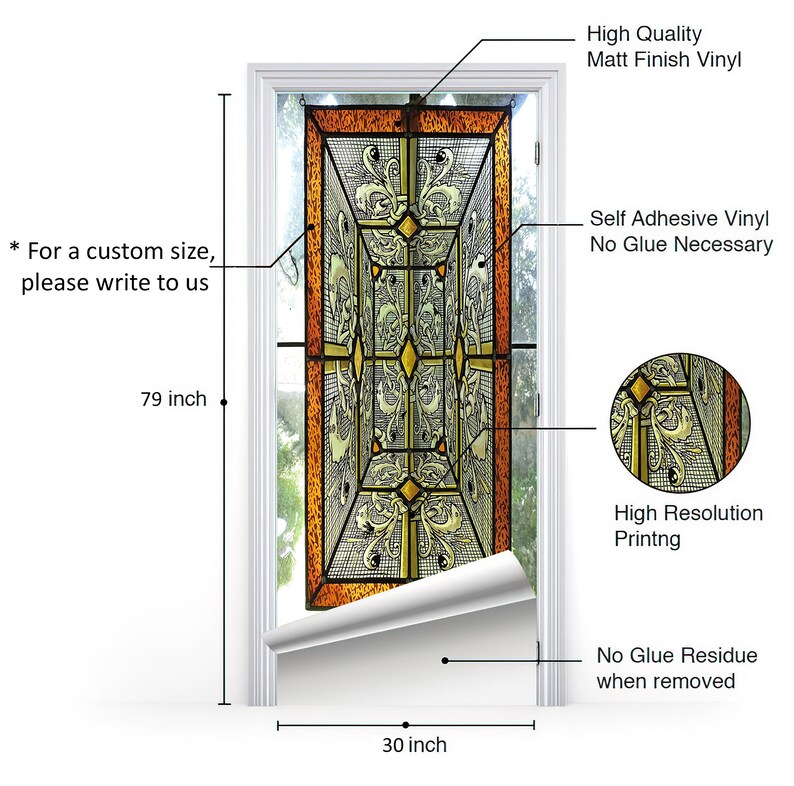 Mosaic Stained Glass Window Privacy Film Self Adhesive Fridge - Etsy