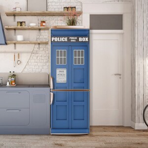 Dr Who Door Mural Fridge Decal Blue Police Box Waterproof Vinyl Decal ...