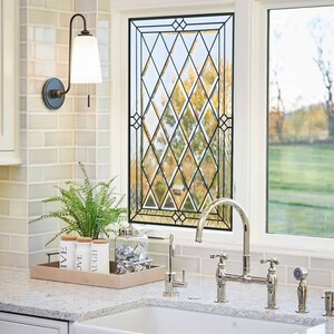 Beveled Rhombus Stained Glass Window Film, COLORFUL Vinyl Film, Peel ...