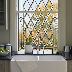 Beveled Rhombus Stained Glass Window Film, COLORFUL Vinyl Film, Peel ...