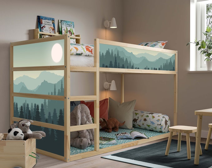Mountain Landscape IKEA Kura Bed Decal, Boho Decal for Boys Removable ...