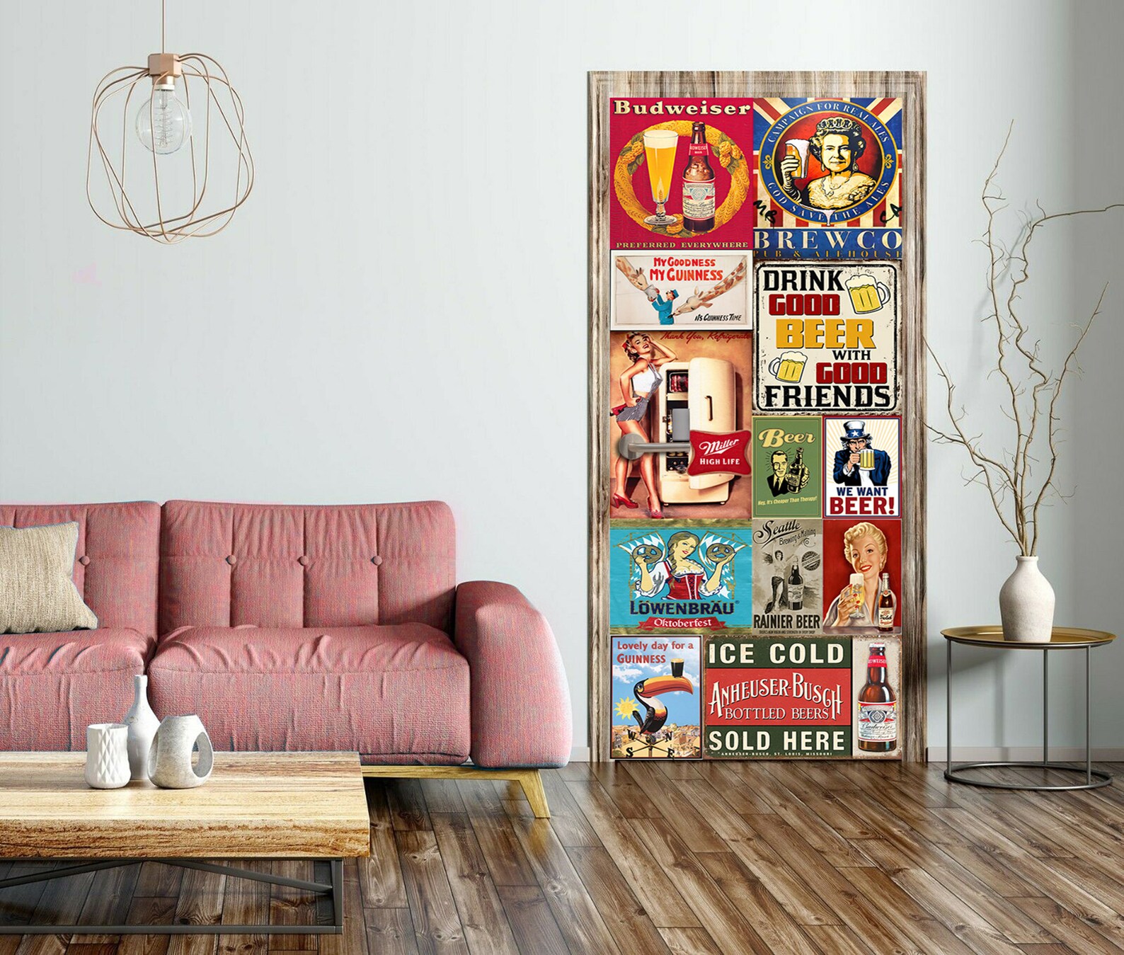 Retro Beer Fridge Wrap Vintage Labels Door Mural Fridge - Etsy