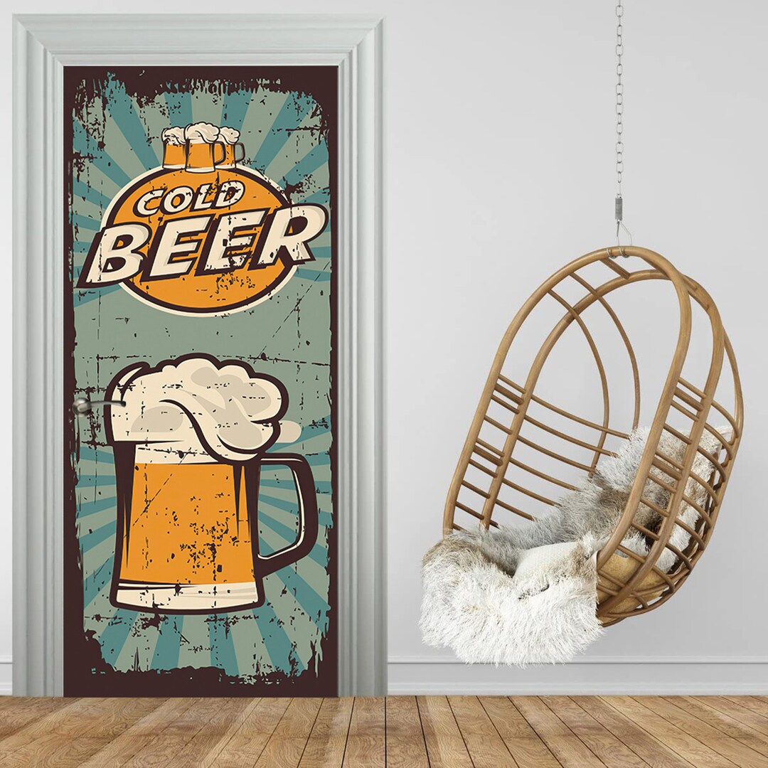 Vintage Beer Fridge Decal Removable Sticker Door Mural Peel and Stick ...
