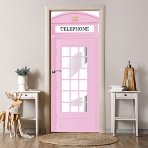 London Telephone Booth Door Mural, Pink Phone Booth, English Phone ...
