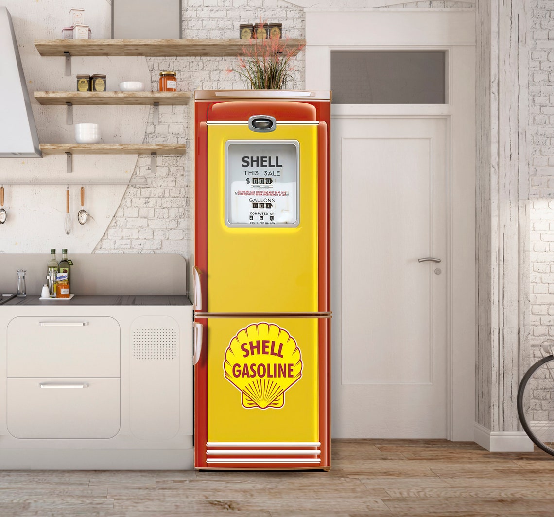 Shell Oil Gas Pump Sticker Decorative Door Mural Self Adhesive - Etsy
