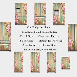 Pink Flowers Refrigerator Wrap Vinyl, Wooden Texture Peel &stick ...