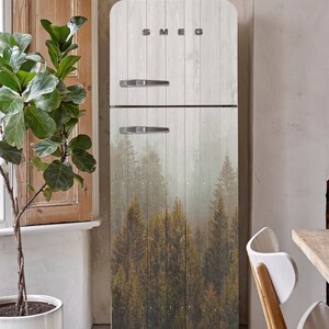 Wooden Door Fridge Wrap, Self-adhesive Door Mural, Abstract Autumn ...