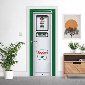 Sinclair Retro Gas Pump Fridge Decal, Door Mural, Vintage Mens Cave, Garage Skin Vinyl Mural ...