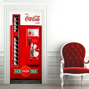 Retro Cola Vending Machine Fridge Decal, Red Soda Vintage Door Mural ...