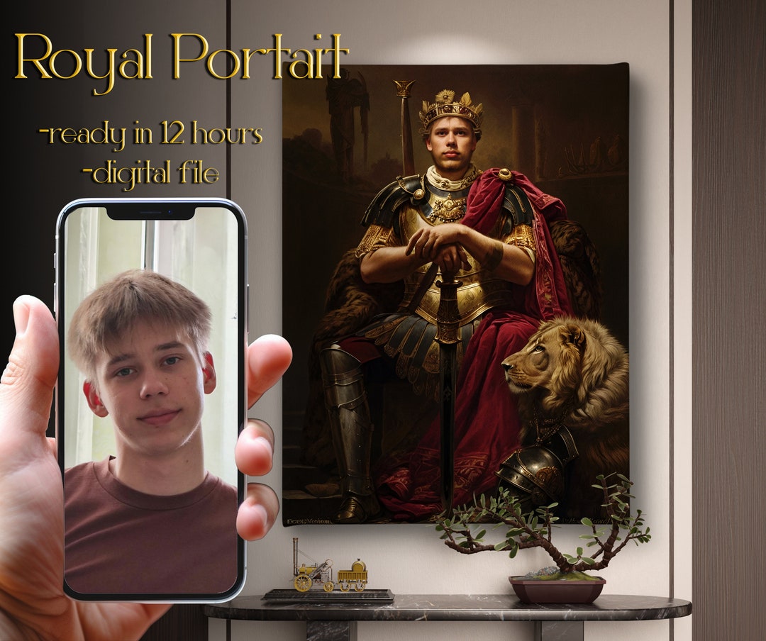 Personalized King Royal Portrait, Custom Men Portrait, Renaissance ...
