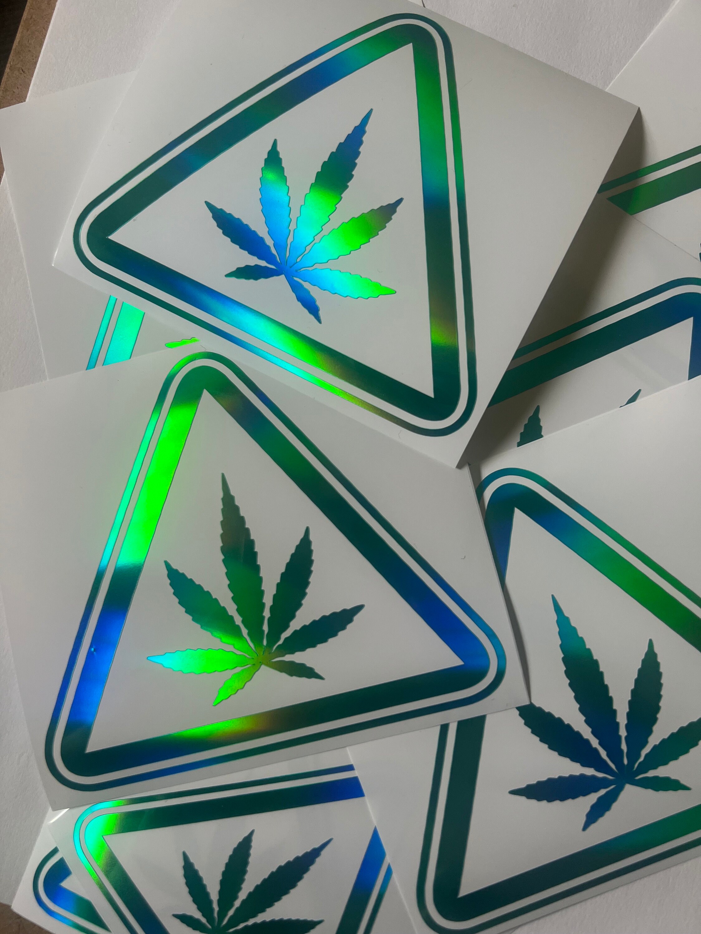 Holographic Pot Leaf Decal THC Warning Sticker Marijuana - Etsy