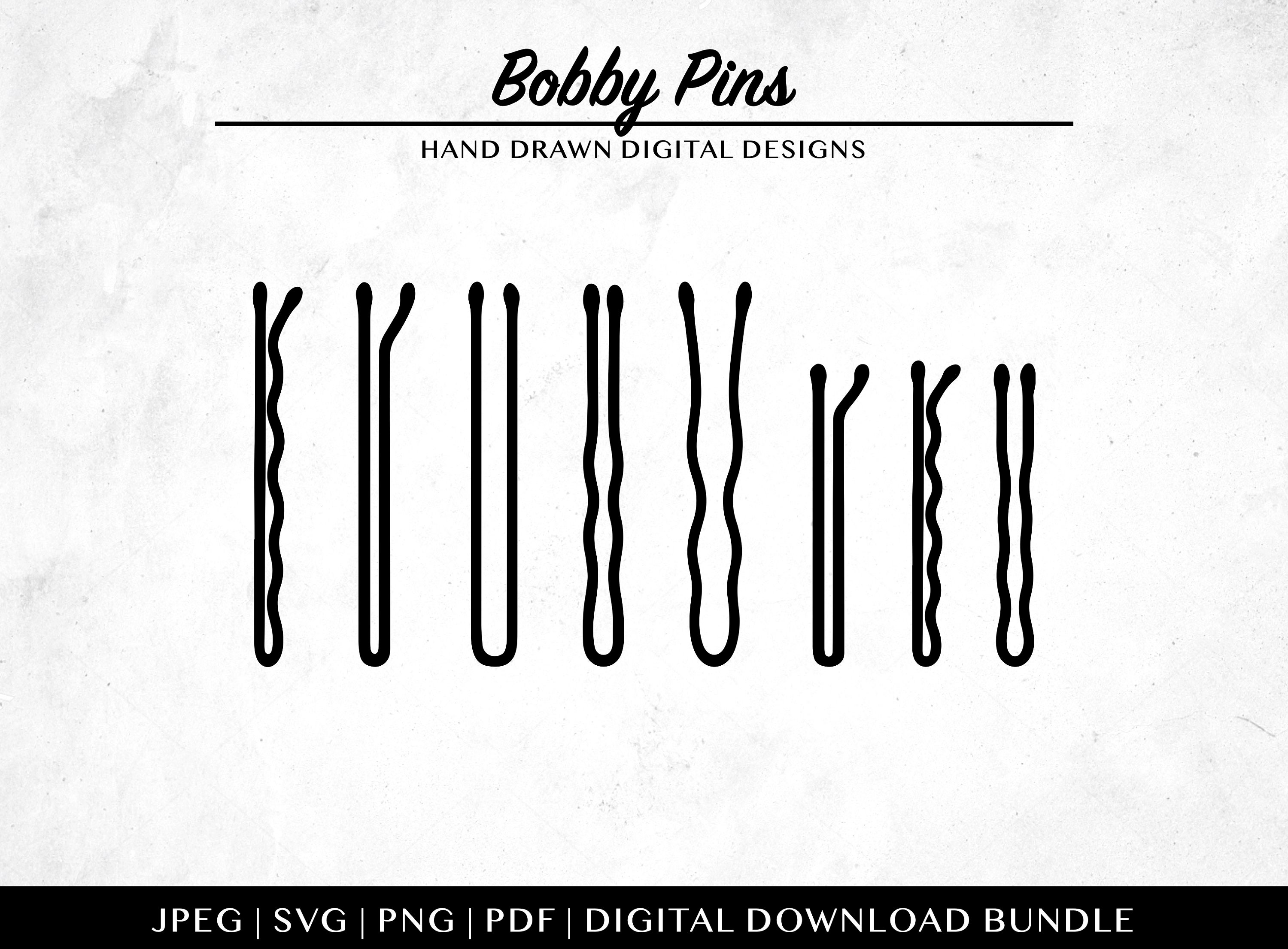 Bobby Pin SVG PNG Bundle Hand Drawn Designs - Etsy