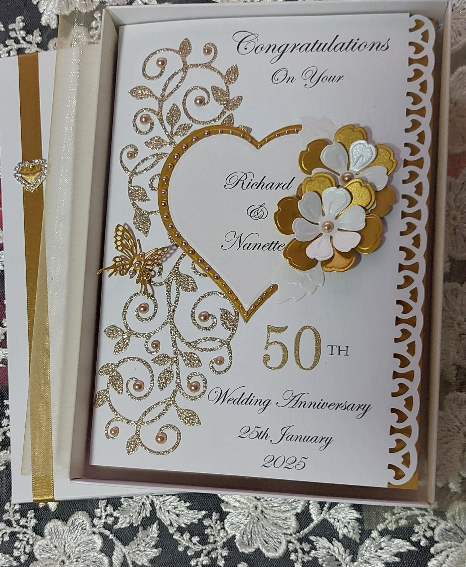 Golden Wedding Anniversary Card 50th Handmade Personalised - Etsy