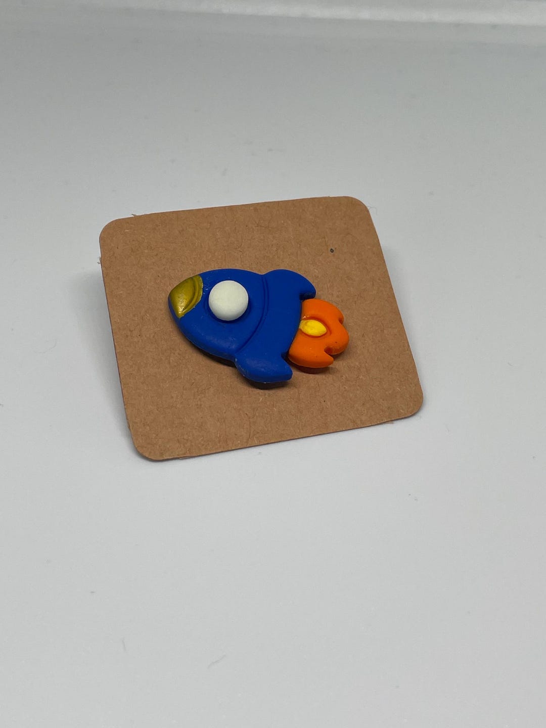 Handmade Polymer Clay Blue Rocket Pin Badge - Etsy