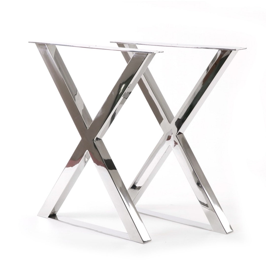 X Polished Chrome Mirror Finish Stainless Steel Metal Table Legs for ...