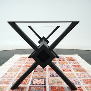Industrial Black Metal Table Base With Center Beam - Etsy