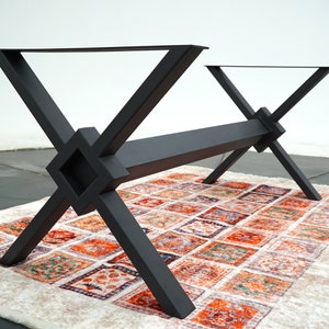 Industrial Black Metal Table Base With Center Beam - Etsy