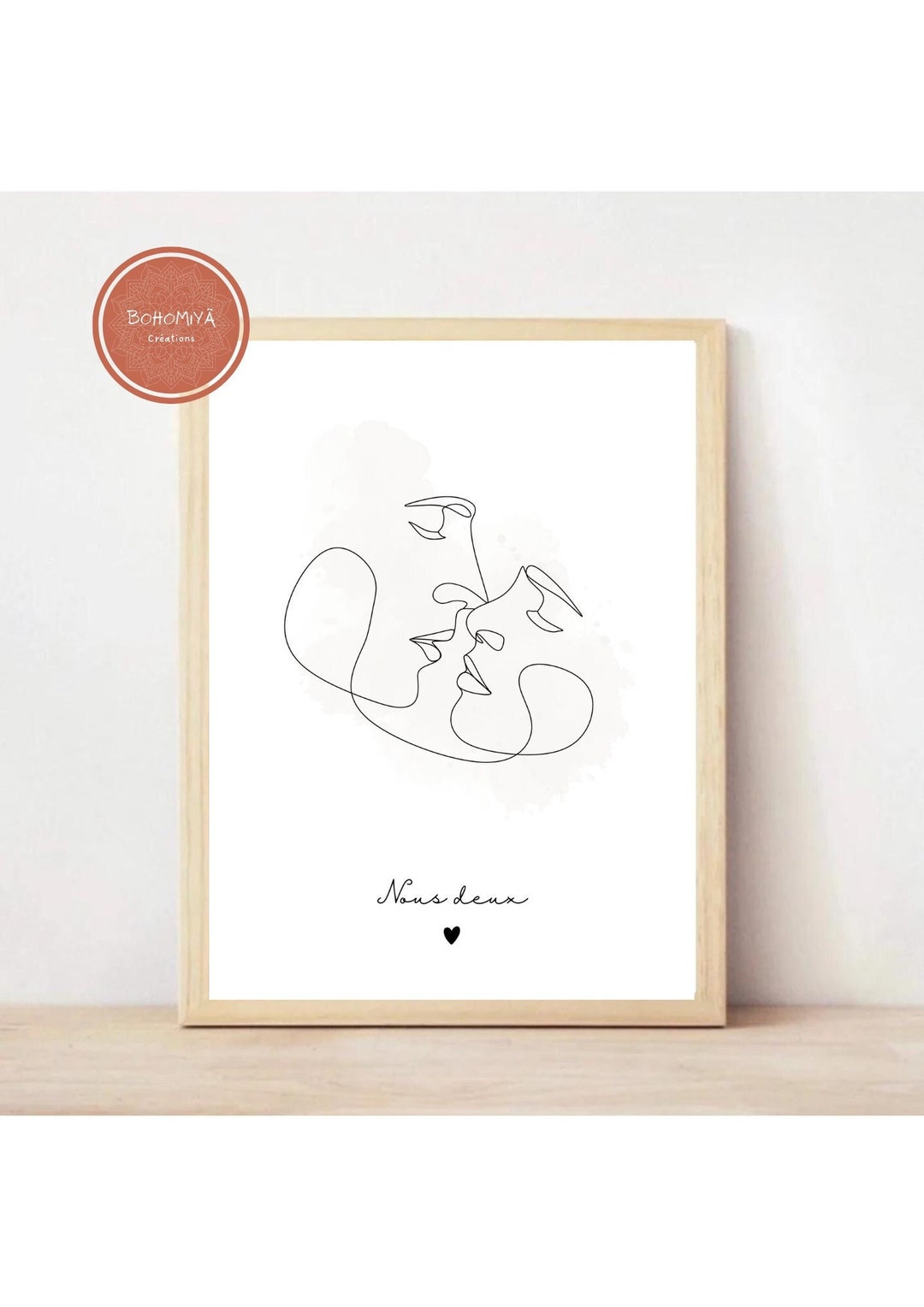Personalized Minimalist Abstract Couple Faces Poster, Digital or ...