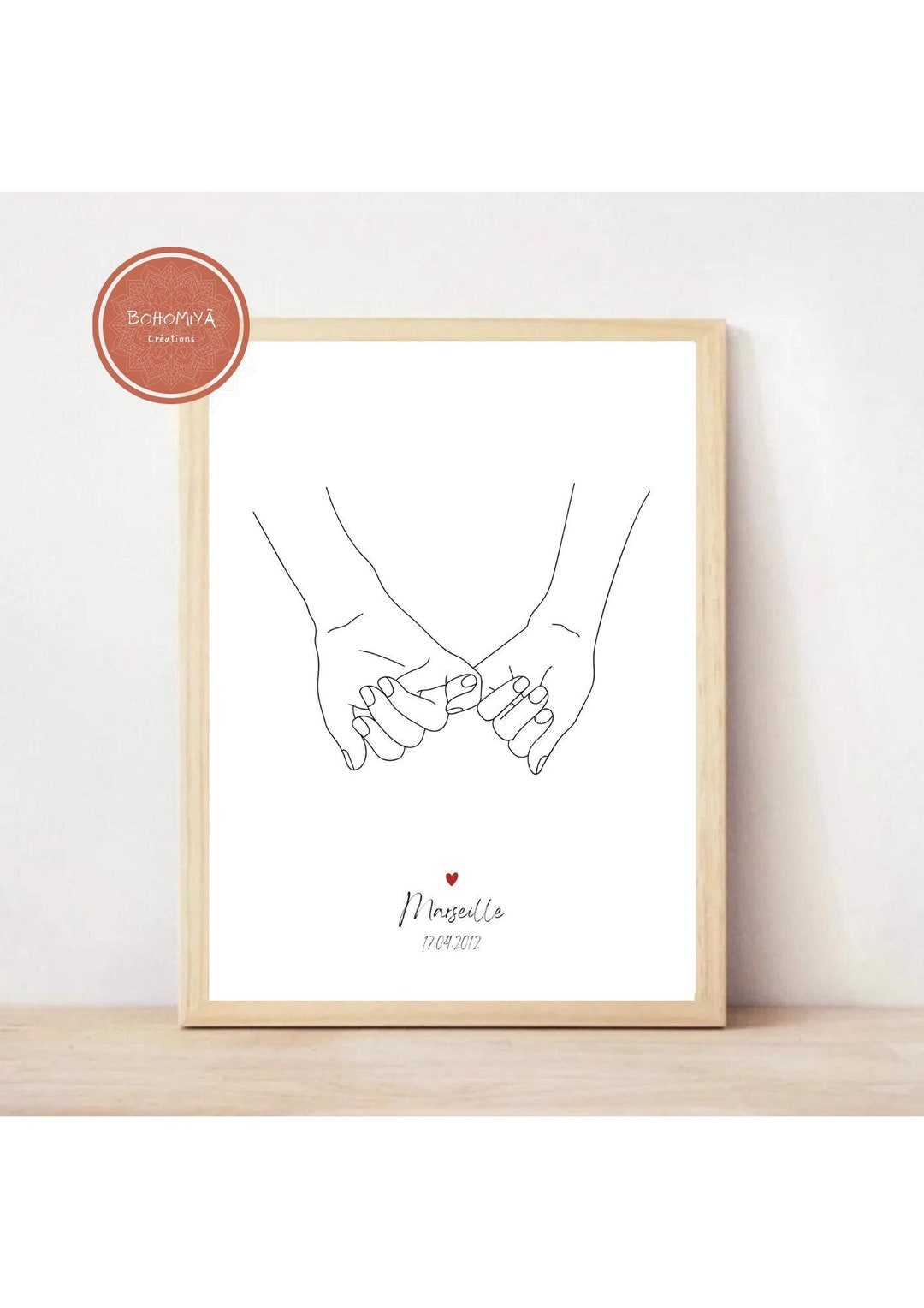 Personalized Minimalist Abstract Couple Hand in Hand Poster, Digital or ...