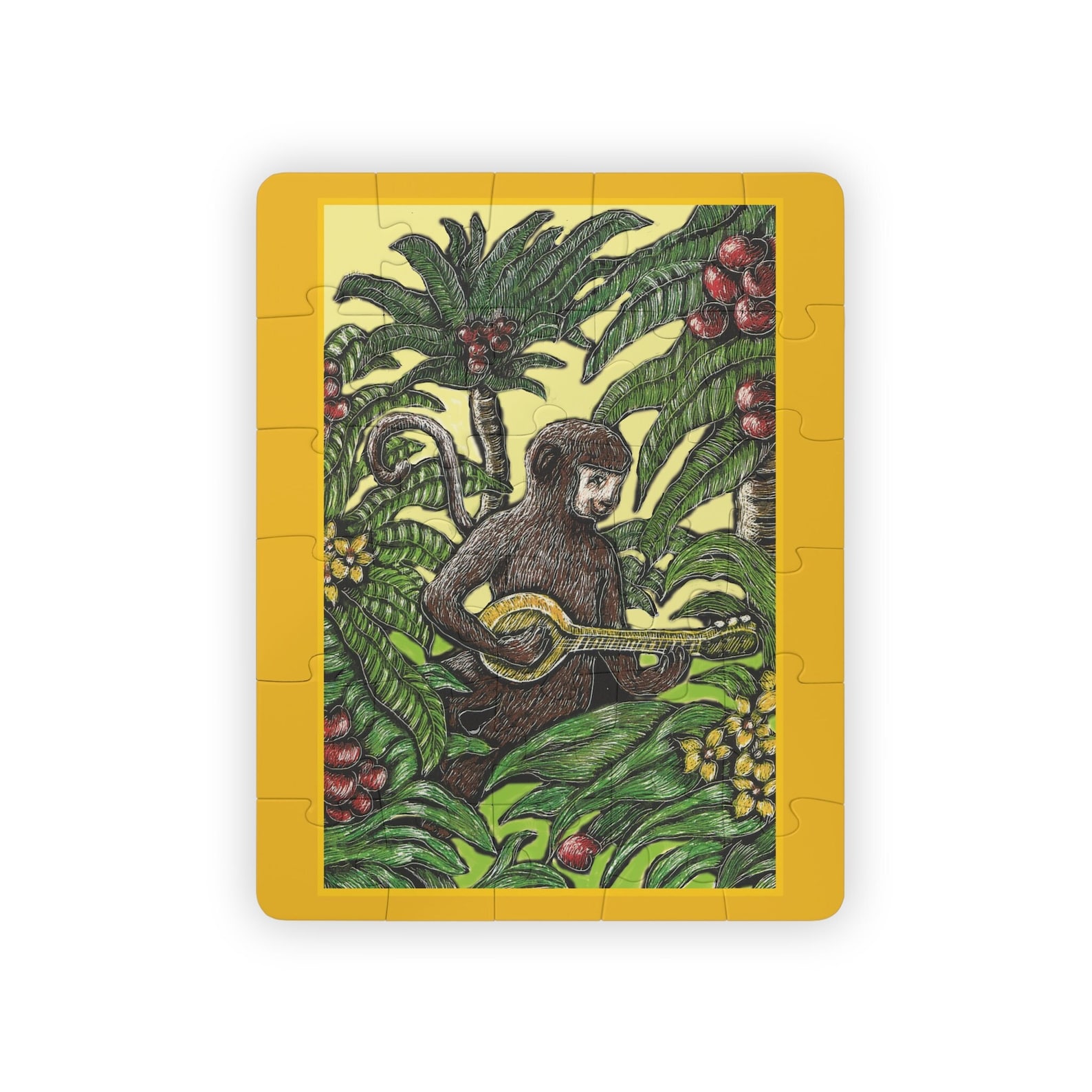 Kids' 30-piece Jigsaw Puzzle, Monkey Playing Banjo Under Palm Trees - Etsy