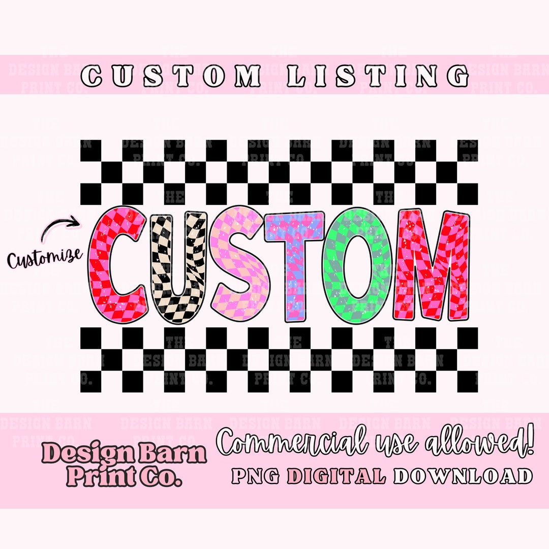 Custom Png, Personalized Png, Personalized Design, Retro Png, Checkered ...