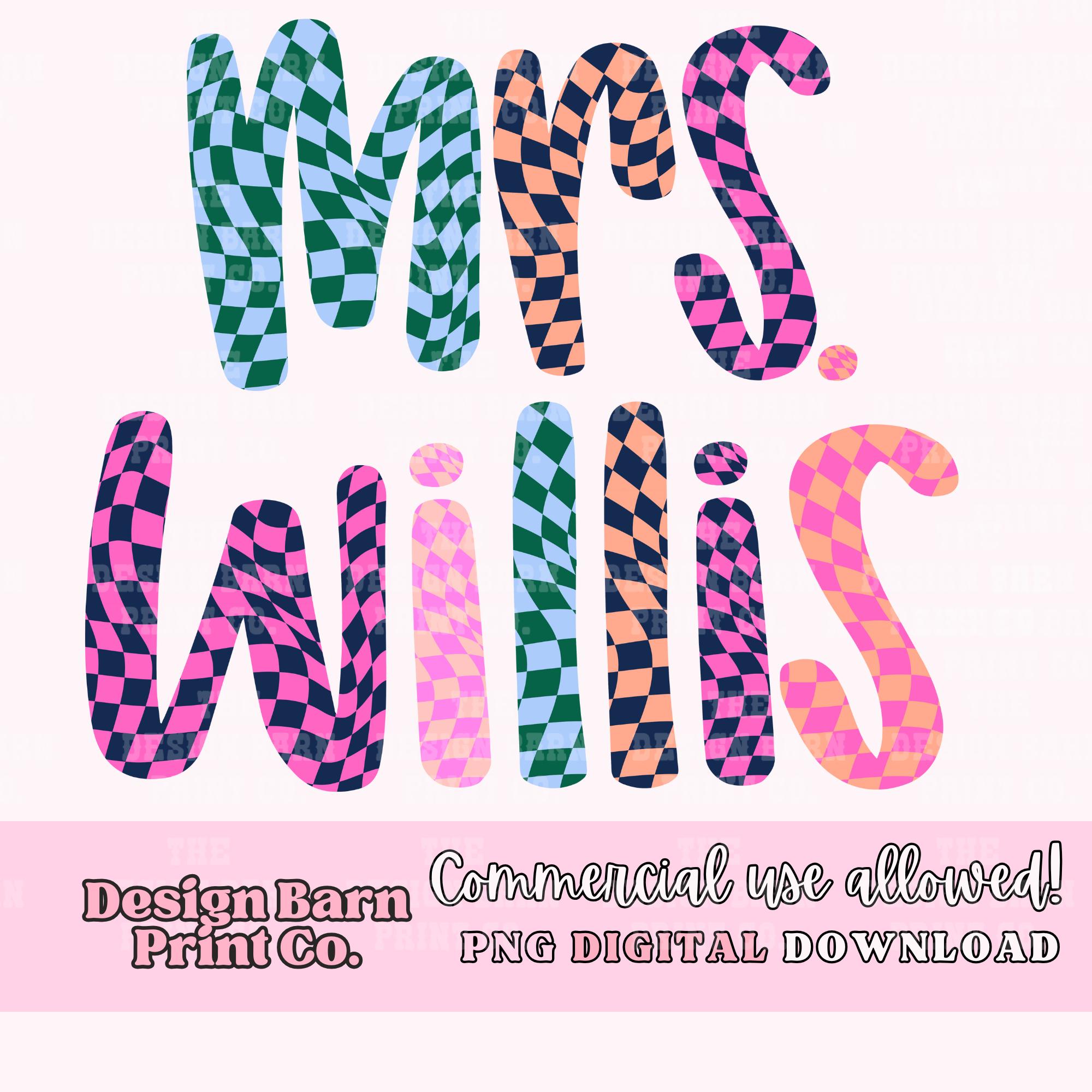 Checkered Custom Name PNG Retro Png Mama Design Colorblock Name Png ...