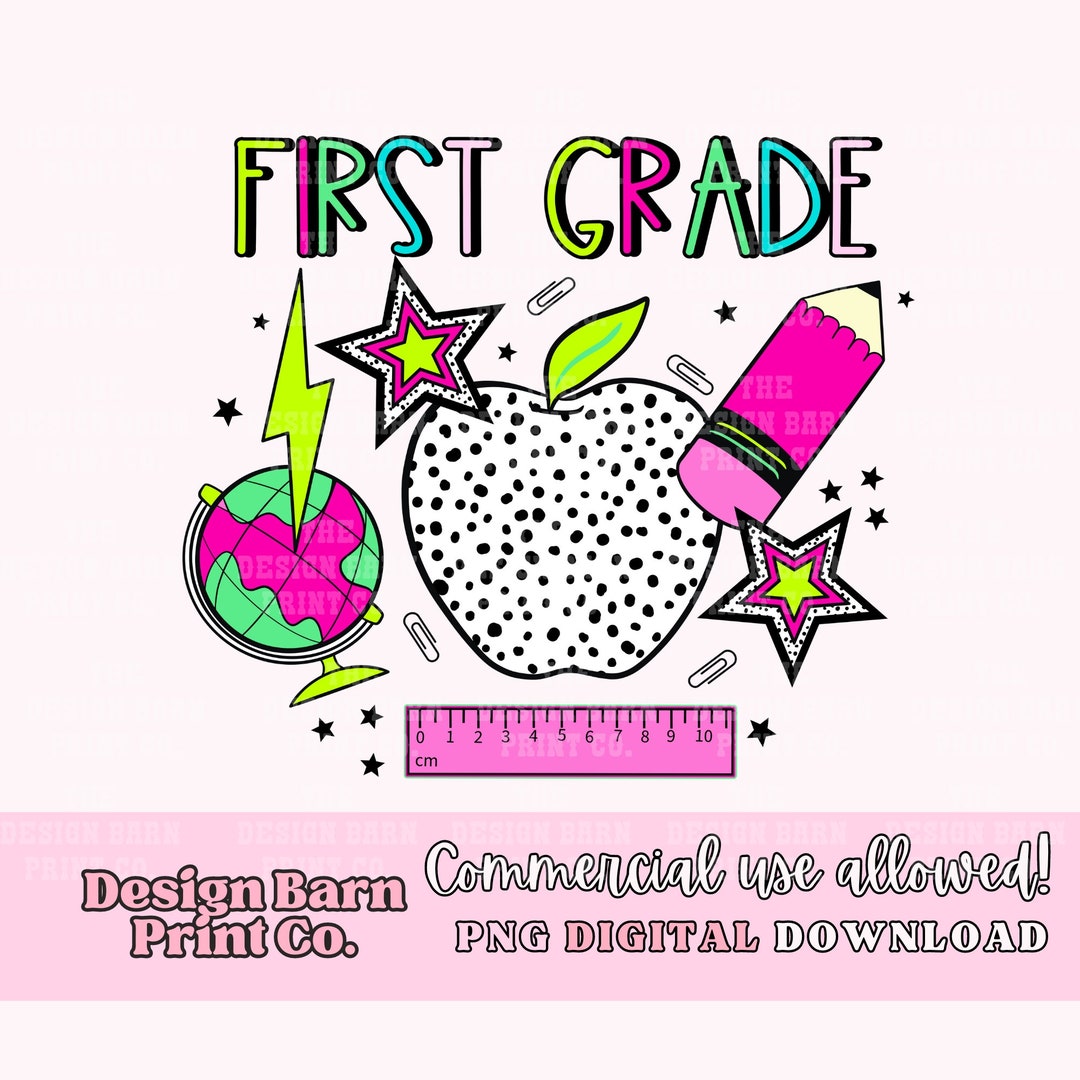 DIGITAL First Grade Png, Colorful School Design, Dalmation Spot Design ...