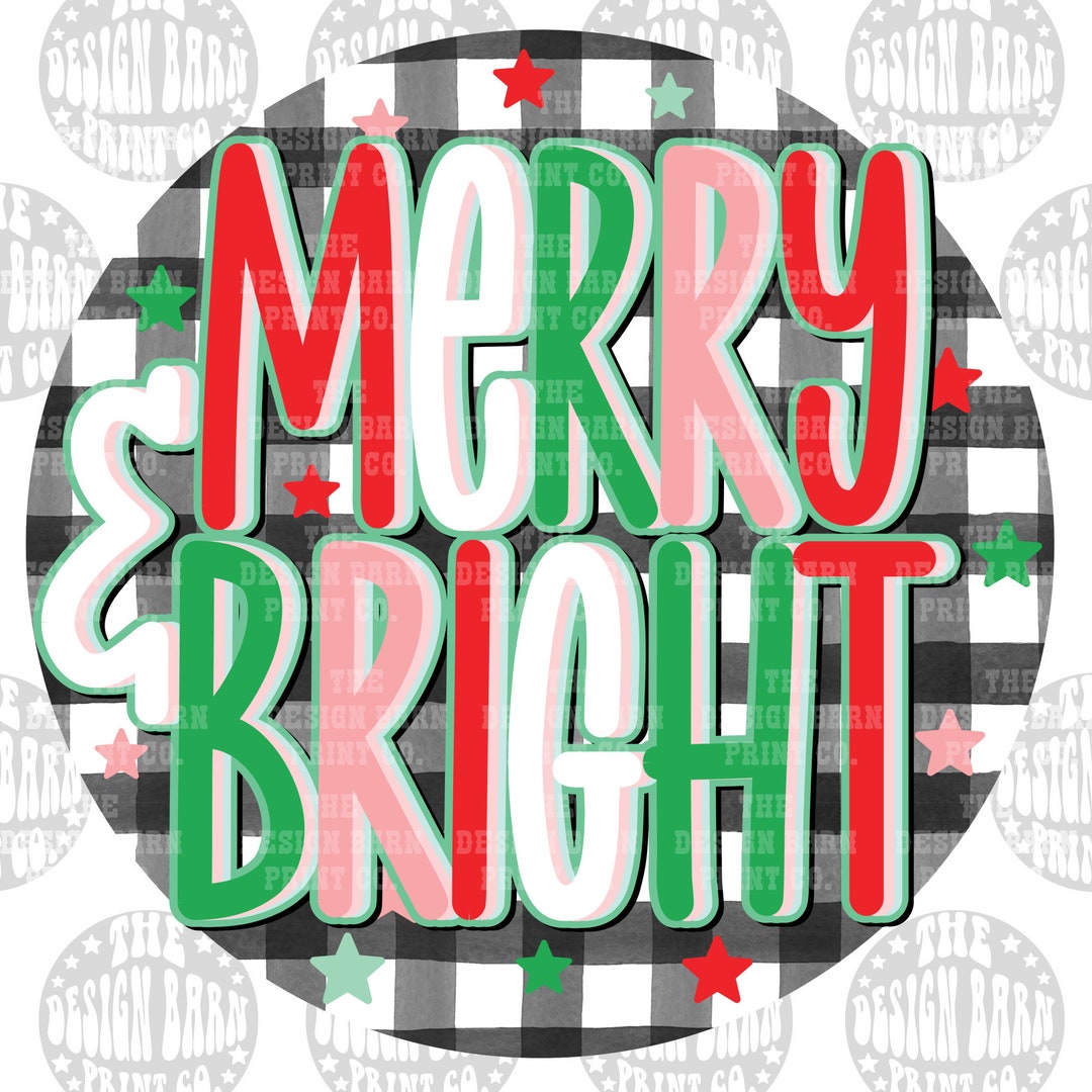 DIGITAL Merry and Bright Christmas Design Instant Download Christmas ...