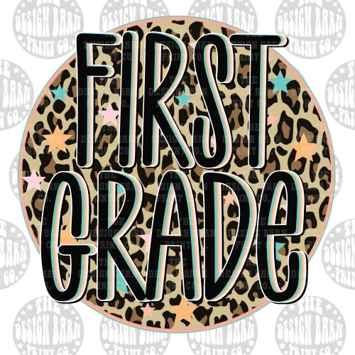 Back to School First Grade Leopard & Turquoise Clipart PNG - Etsy