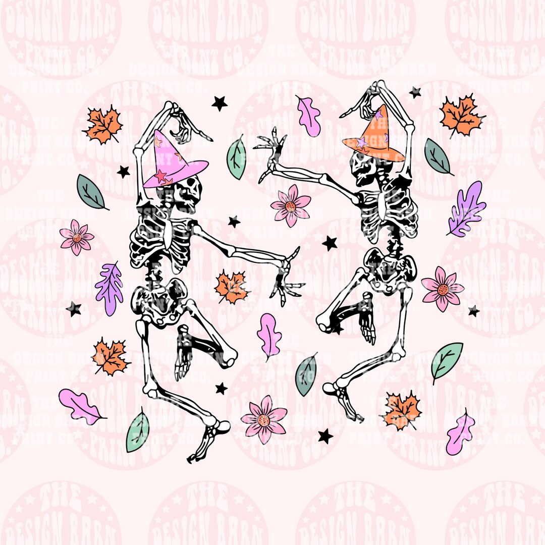 DIGITAL Dancing Skeleton Png Falling Leaves Design Halloween Png Witch ...