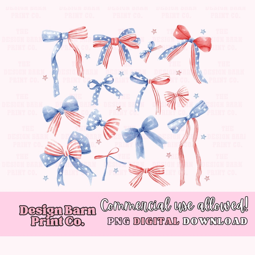 Coquette Bow Png, American Flag Bows Png, Fourth of July PNG ...