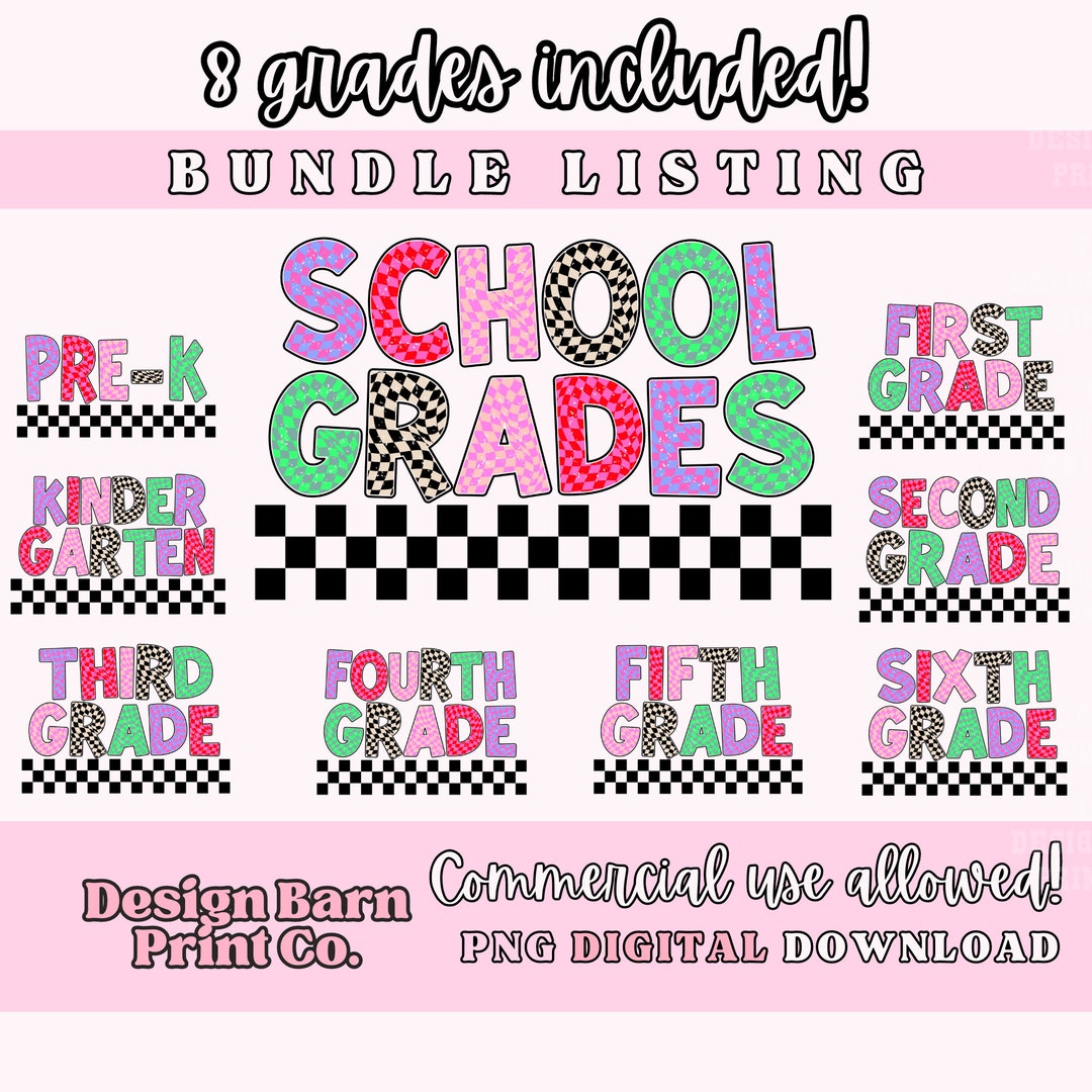 School Grades Bundle, School Grades Png, School Design, Retro Grade Png ...