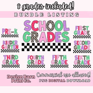 School Grades Bundle, School Grades Png, School Design, Retro Grade Png ...