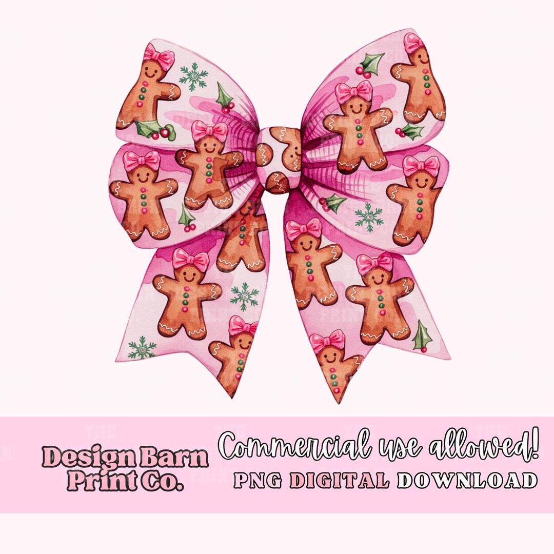 Gingerbread Bow Png, Coquette Christmas Png, Christmas Bow Png, Girly ...