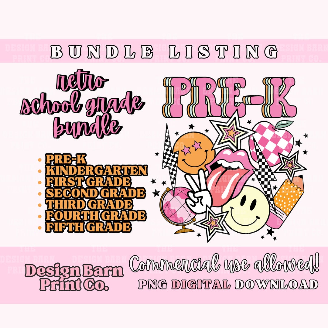 School Grades Bundle, School Grades Png, School Design, Retro Grade Png ...