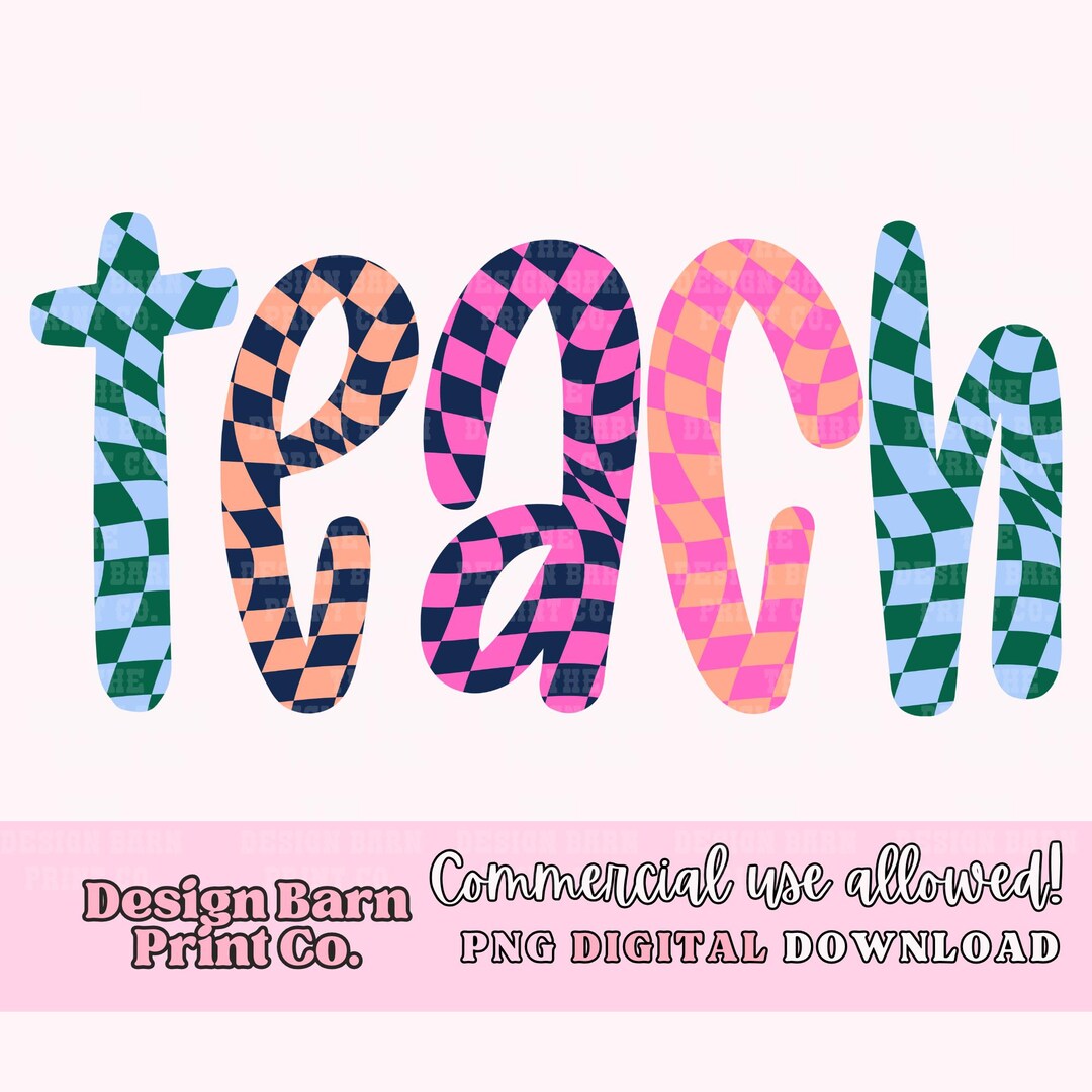 Checkered Teach PNG Retro Png Teacher Design Sublimation Colorblock ...