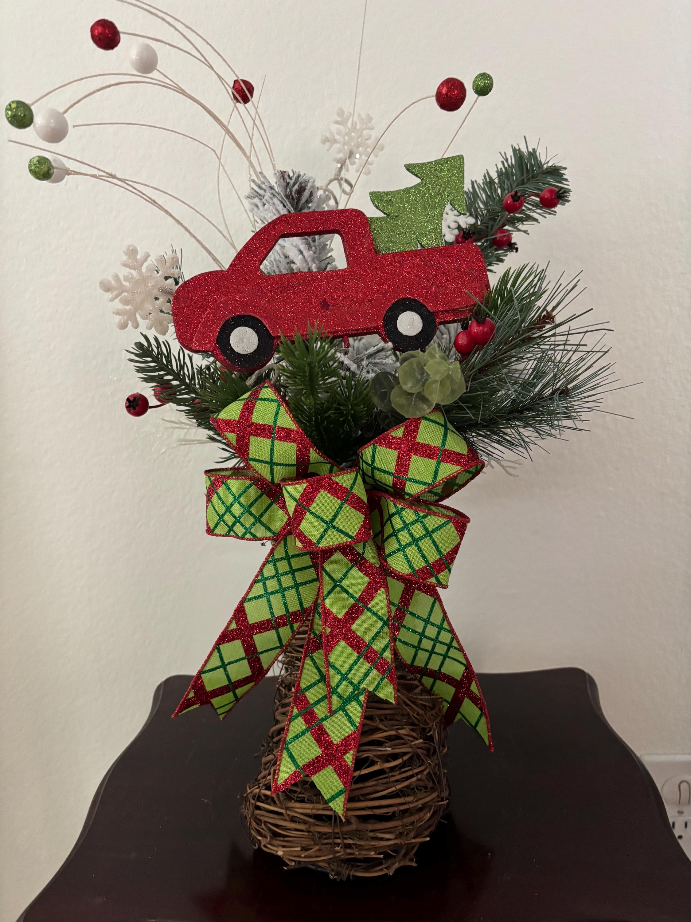 Red Truck Christmas Centerpiece, Santa Boot Centerpiece, Grapevine ...