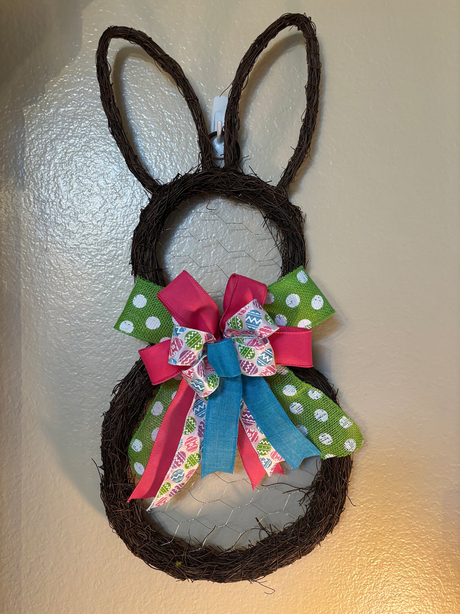Bunny Grapevine Wreath, Easter Bunny Wreath, Easter Wreath, Bunny Decor ...