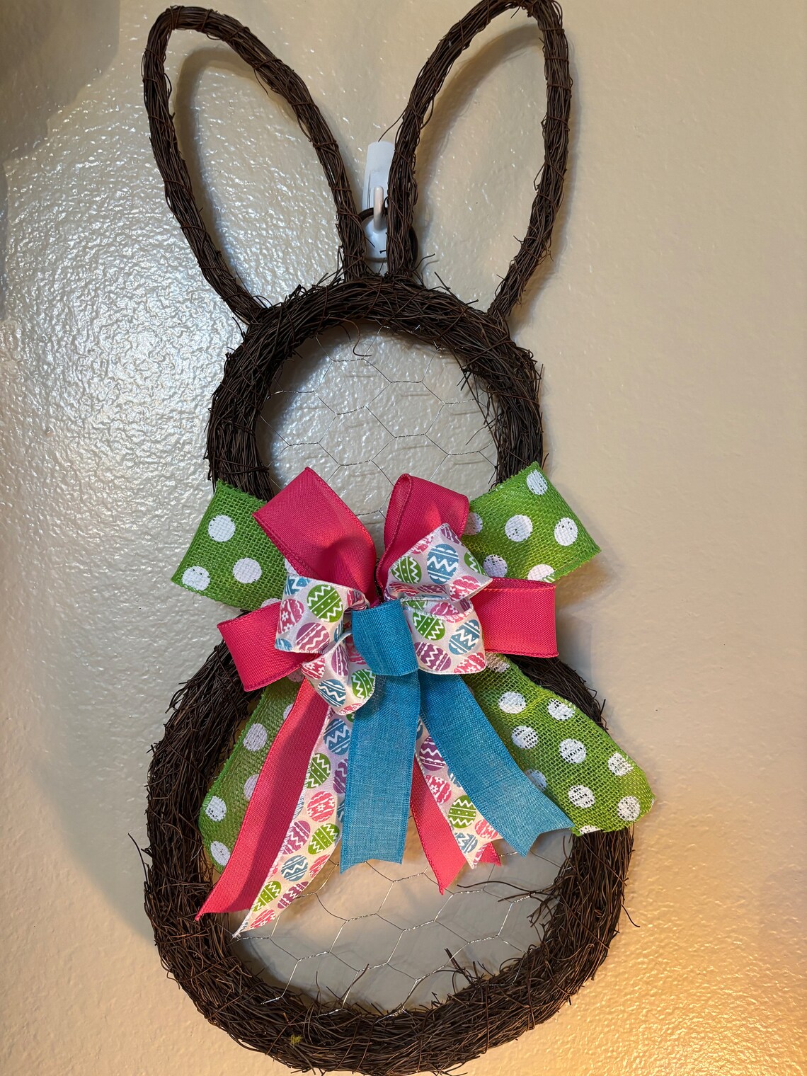 Bunny Grapevine Wreath, Easter Bunny Wreath, Easter Wreath, Bunny Decor ...