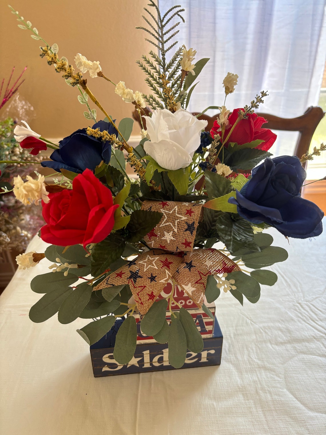 Patriotic Centerpiece, Military Family Decor, Farmhouse Patriotic ...
