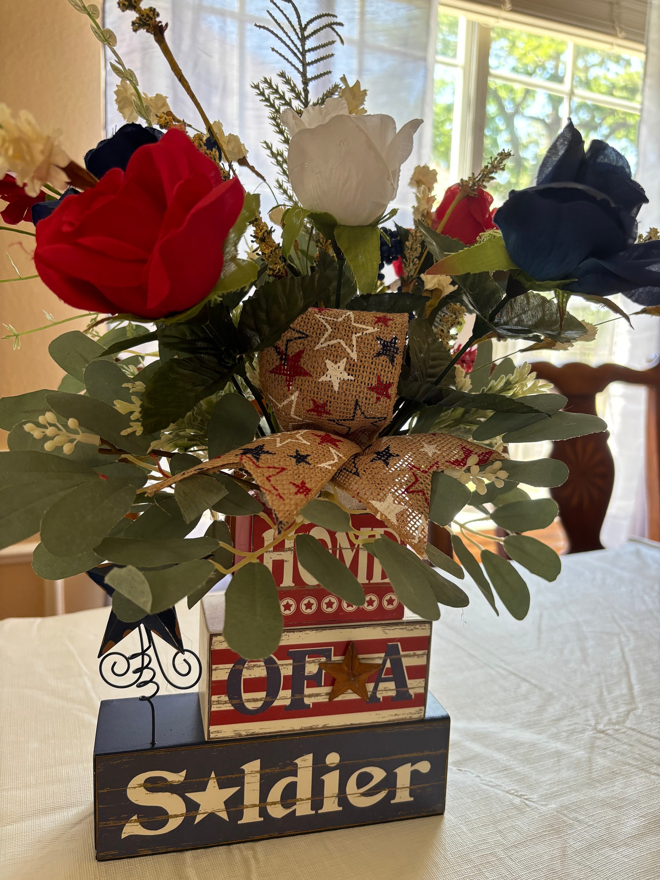 Patriotic Centerpiece, Military Family Decor, Farmhouse Patriotic ...