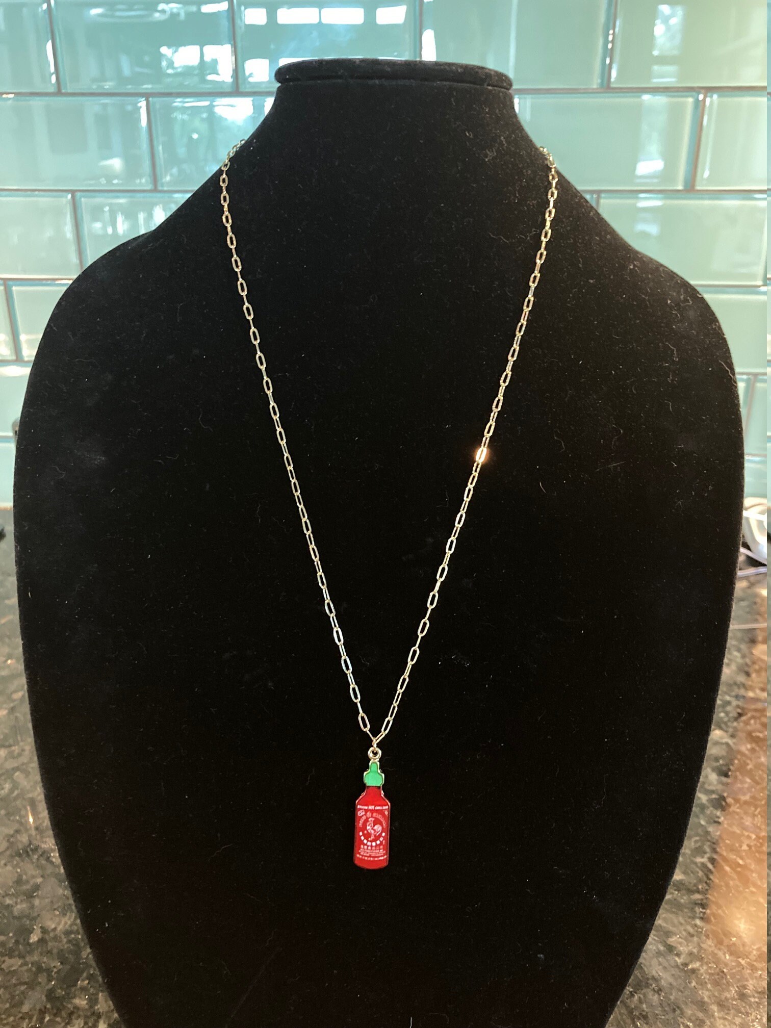 Sriracha Necklace GOLD Sriracha Charm Sriracha Choker Sriracha Jewelry ...