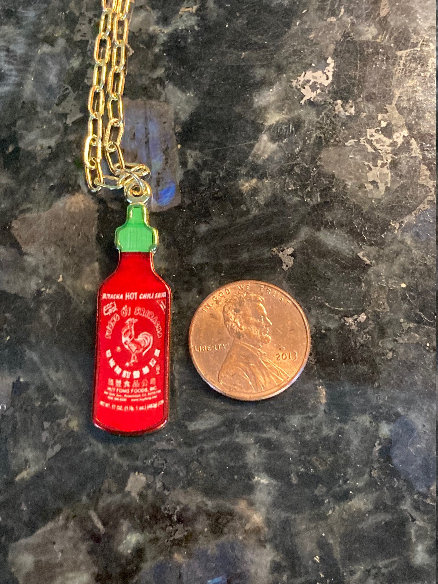 Sriracha Necklace GOLD Sriracha Charm Sriracha Choker Sriracha Jewelry ...