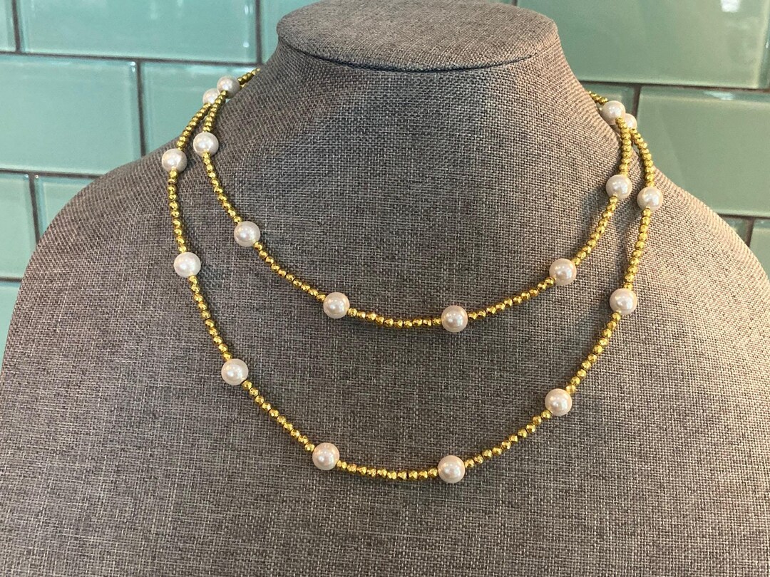 Kamala Harris Pearl Necklace YELLOW GOLD beads k-hive KHIVE Pearl and ...