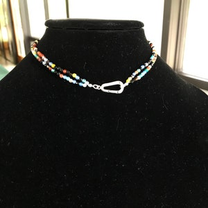 Carabiner Climbing Choker 3mm Faceted Party Agate Gemstone Sterling ...