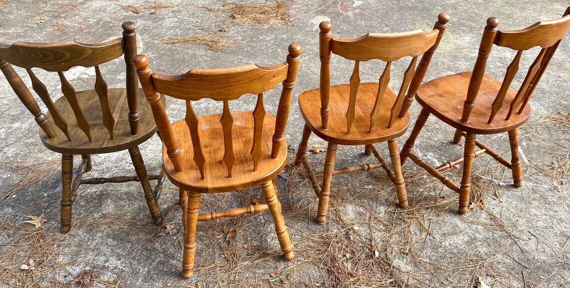 Set of 4 All Wood Chairs ready for custom painting | Etsy